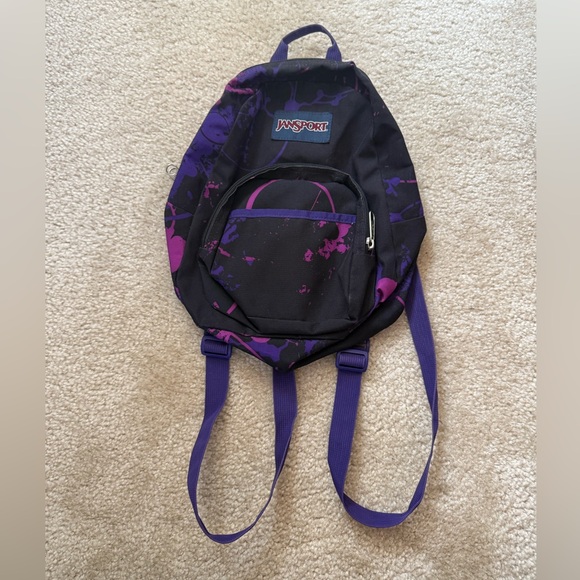 Jansport | Bags | Jansport Black And Purple Paint Splatter Half Pint ...